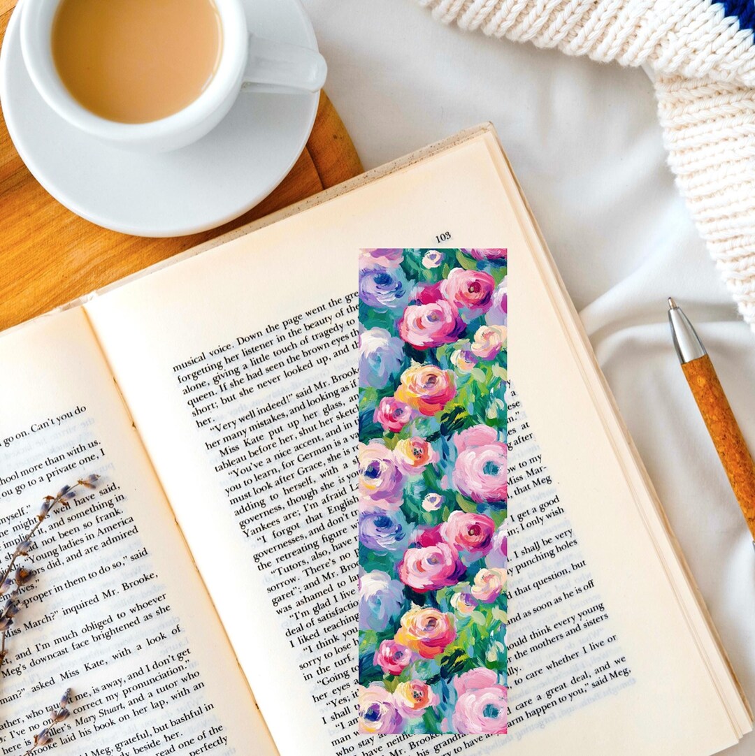 Flower Bookmark: 6x2 Roses Gift for Bookworms, Laminated - Etsy