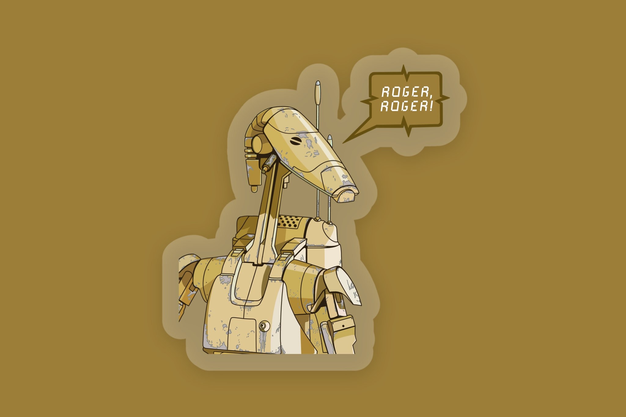 B-1 Battle Droid Sticker: "roger Roger" Star Wars Clear Vinyl Decal | 2 ...