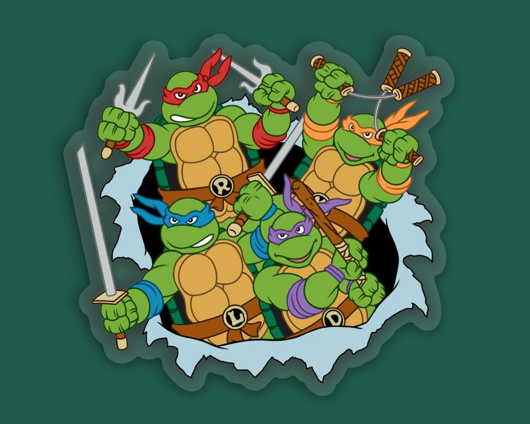 Teenage Mutant Ninja Turtles TMNT Sticker heroes in A Half-shell Clear ...