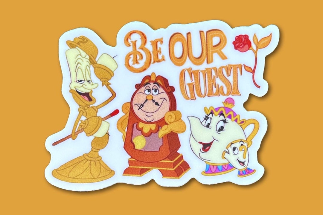 Beauty and the Beast be Our Guest Sticker Lumiere Cogsworth Mrs. Potts ...