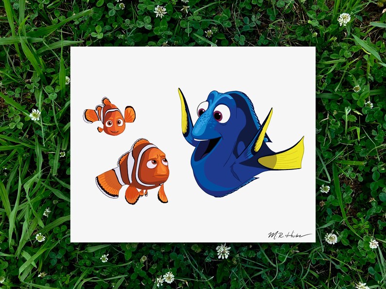 Finding Nemo Art Print: Hand-drawn Disney Pixar Wall Decor | UNFRAMED ...