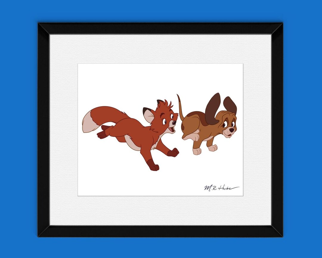 Fox and the Hound Art Print: Hand-drawn Disney Wall Decor | UNFRAMED ...