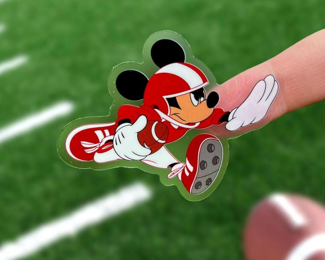 Mickey Mouse Football Sticker: “all Star Mickey” Disney Clear Vinyl ...