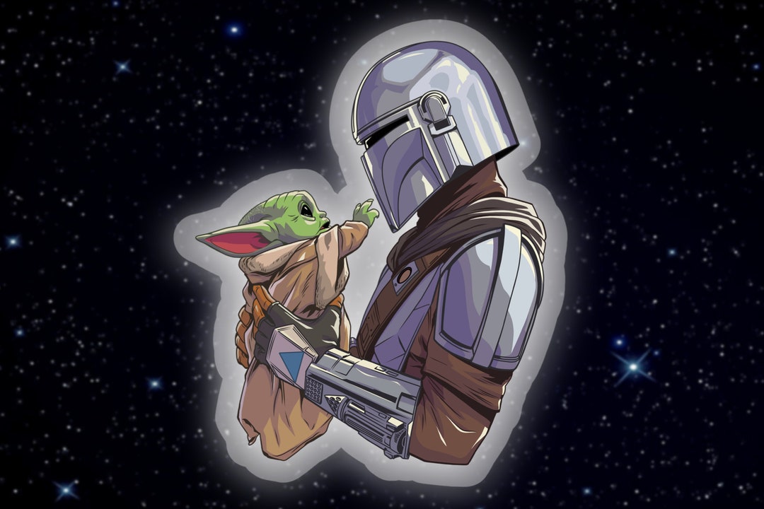 Mandalorian + the Child/grogu/baby Yoda Clear Sticker: Star Wars Clear ...