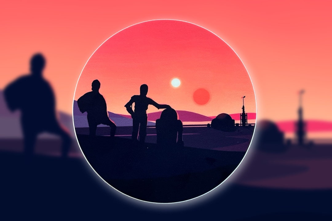 Tatooine Sunset Star Wars Stickers | "twin Suns" Luke Skywalker C-3PO ...