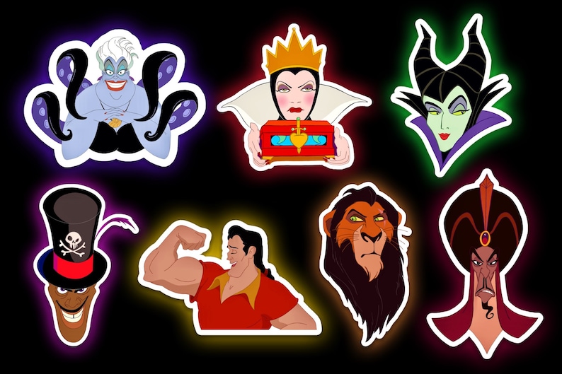 Disney Villains Sticker Set Ursula Evil Queen Maleficent Dr. - Etsy