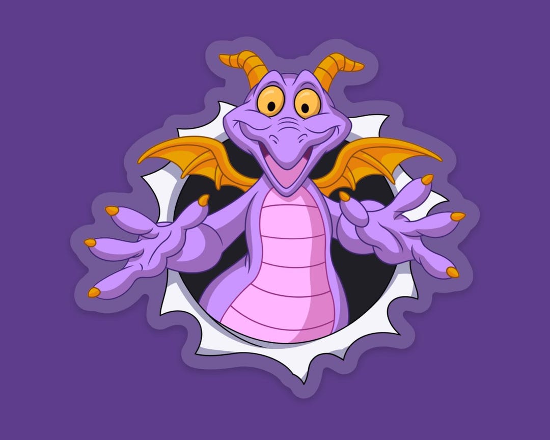 Figment the Dragon Disney Sticker: Walt Disney World EPCOT Clear Vinyl ...