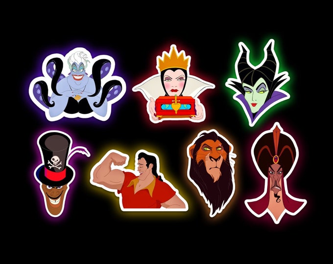 Disney Villains Sticker Set Ursula Evil Queen Maleficent Dr. Facilier ...