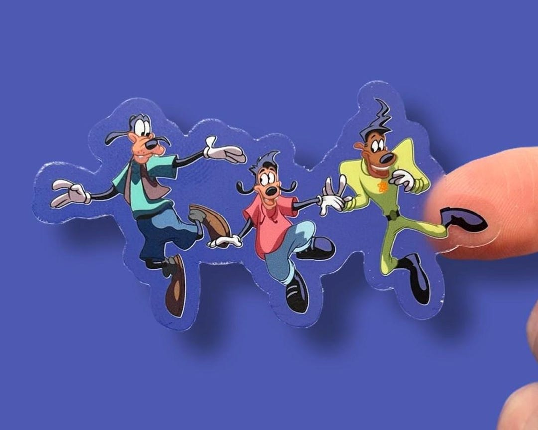 A Goofy Movie Sticker: "i2i" Goofy, Max, Powerline | Disney Clear Vinyl ...