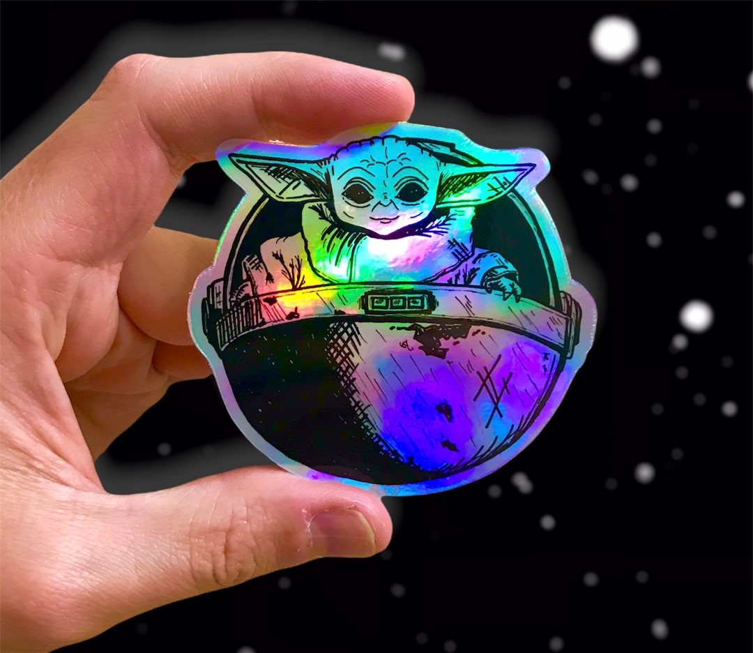 Grogu Holographic Sticker | "the Child" (baby Yoda From the Mandalorian ...