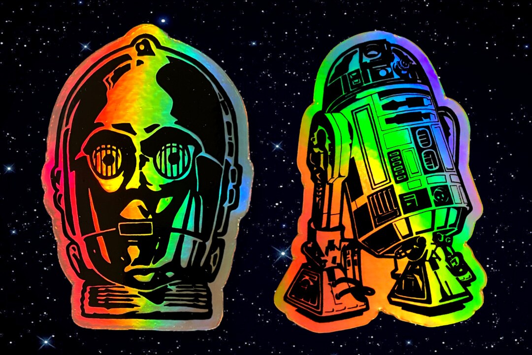 C-3PO + R2-D2 Holographic Stickers "the Droids You’re Looking For" Star ...