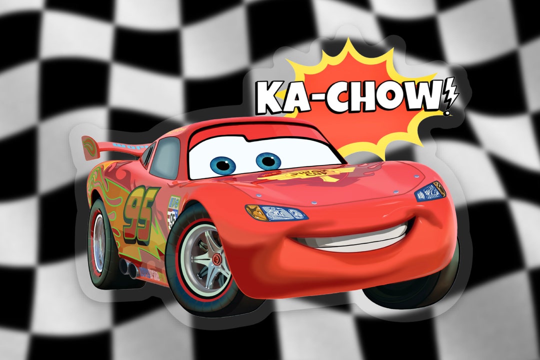 Lightning Mcqueen Cars Sticker: “ka-chow!” Disney Pixar Clear Vinyl Decals | 3" X 2.27" - Etsy