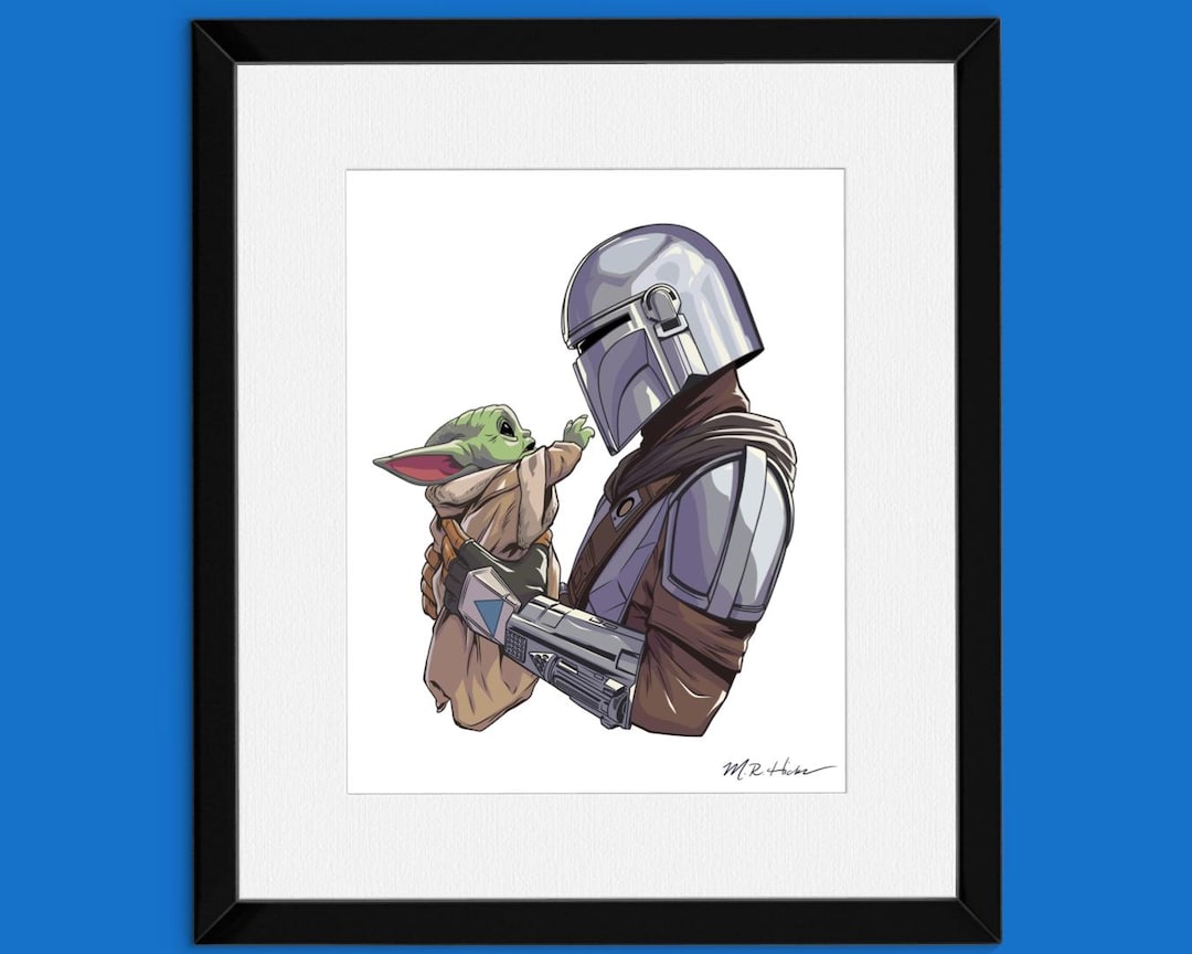 The Mandalorian & Grogu Art Print | “clan of Two" | UNFRAMED Hand-drawn ...