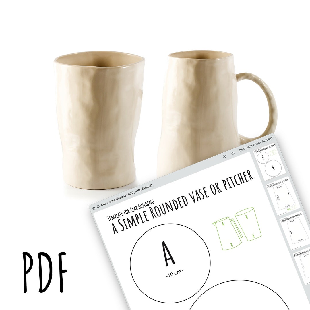Simple VASE or PITCHER H20cm D10 D14 , Pottery Template for Slab ...