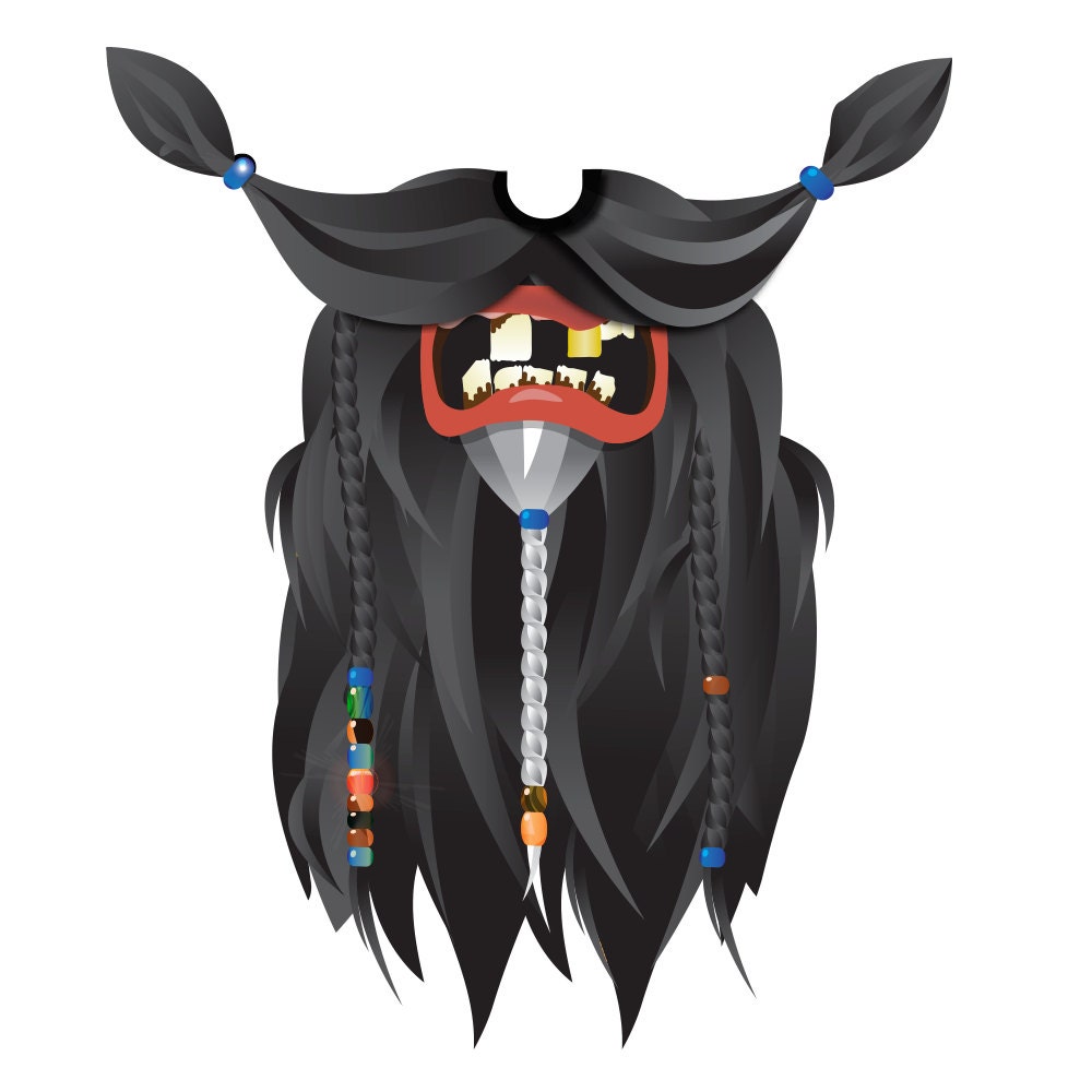 Photo-booth Pirate Blackbeard's Beard-mask Printable - Etsy