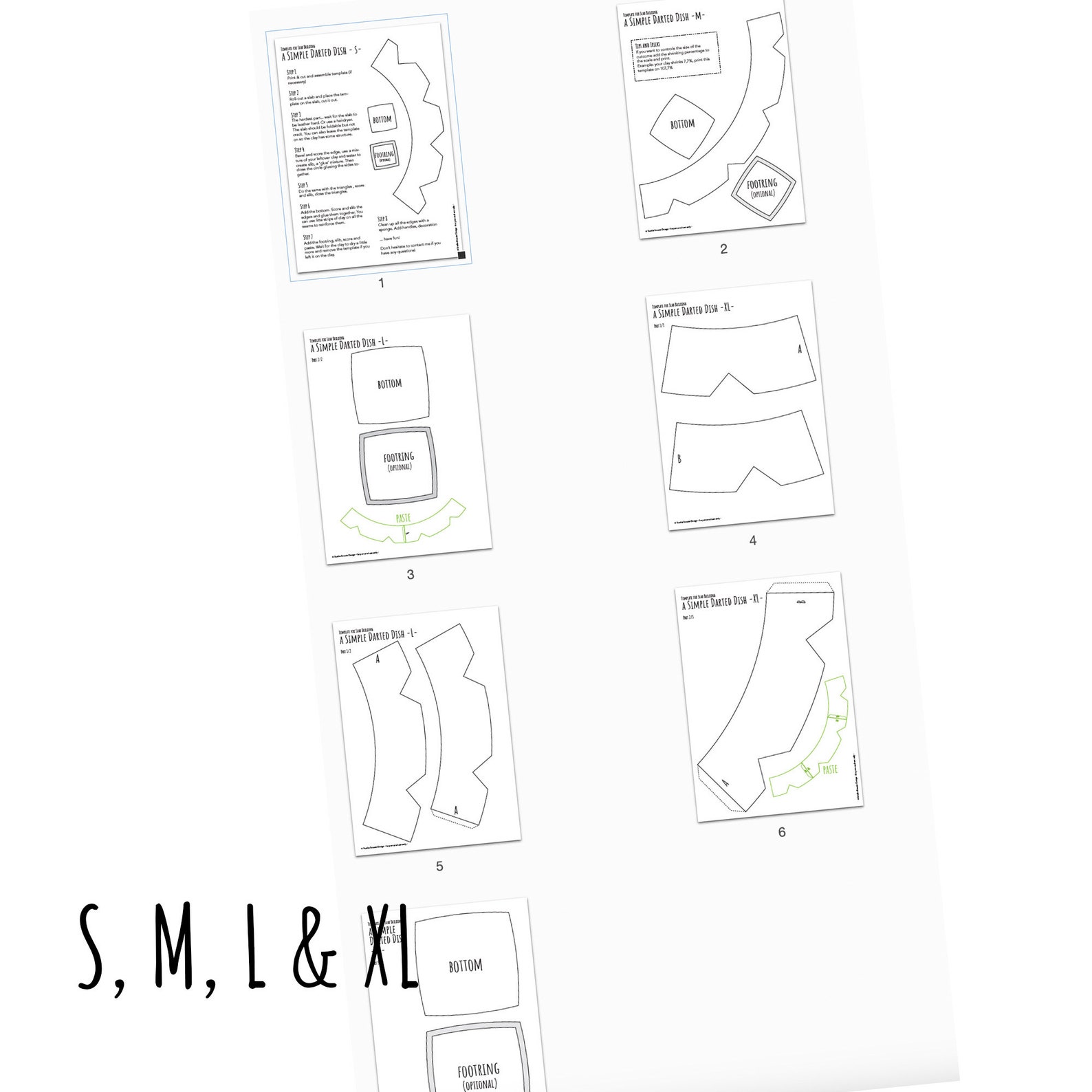 2d Print Template for Slab Building a Simple Darted Serving Dish SVG ...