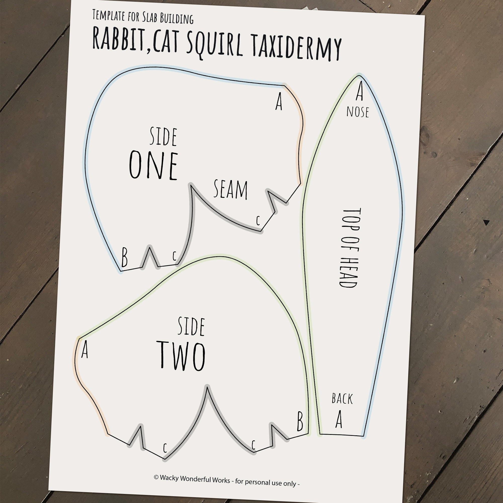 Rabbit Cat Squirl Template Pottery Pattern for Slab Building Rodent ...