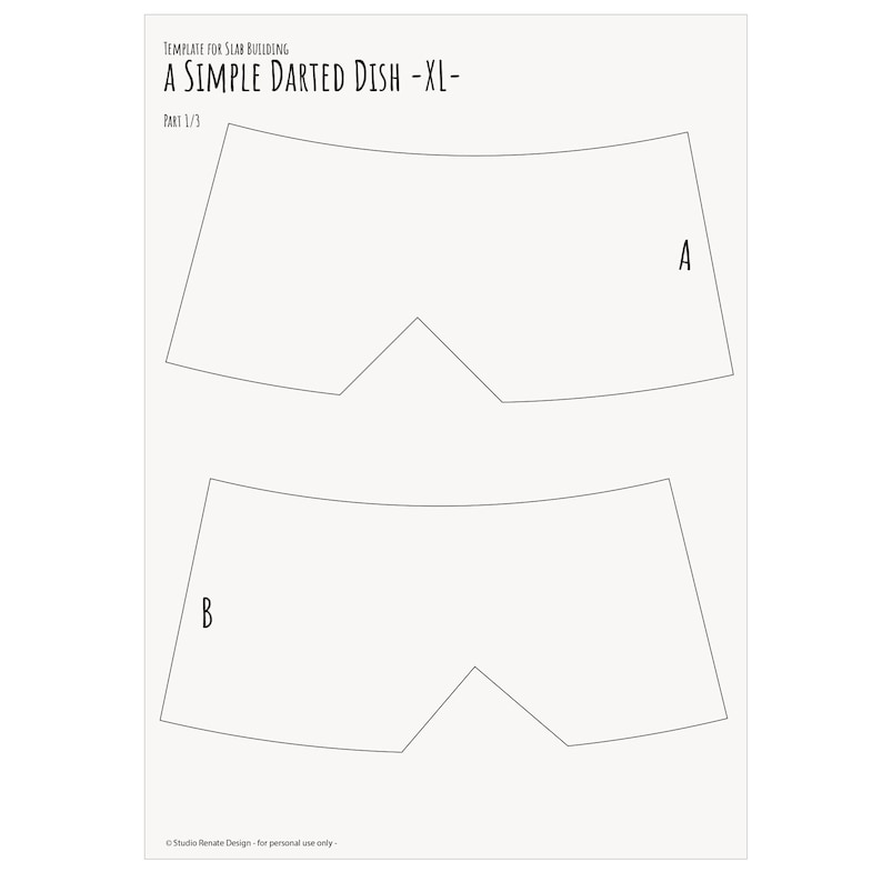 2d Print Template for Slab Building a Simple Darted Serving - Etsy