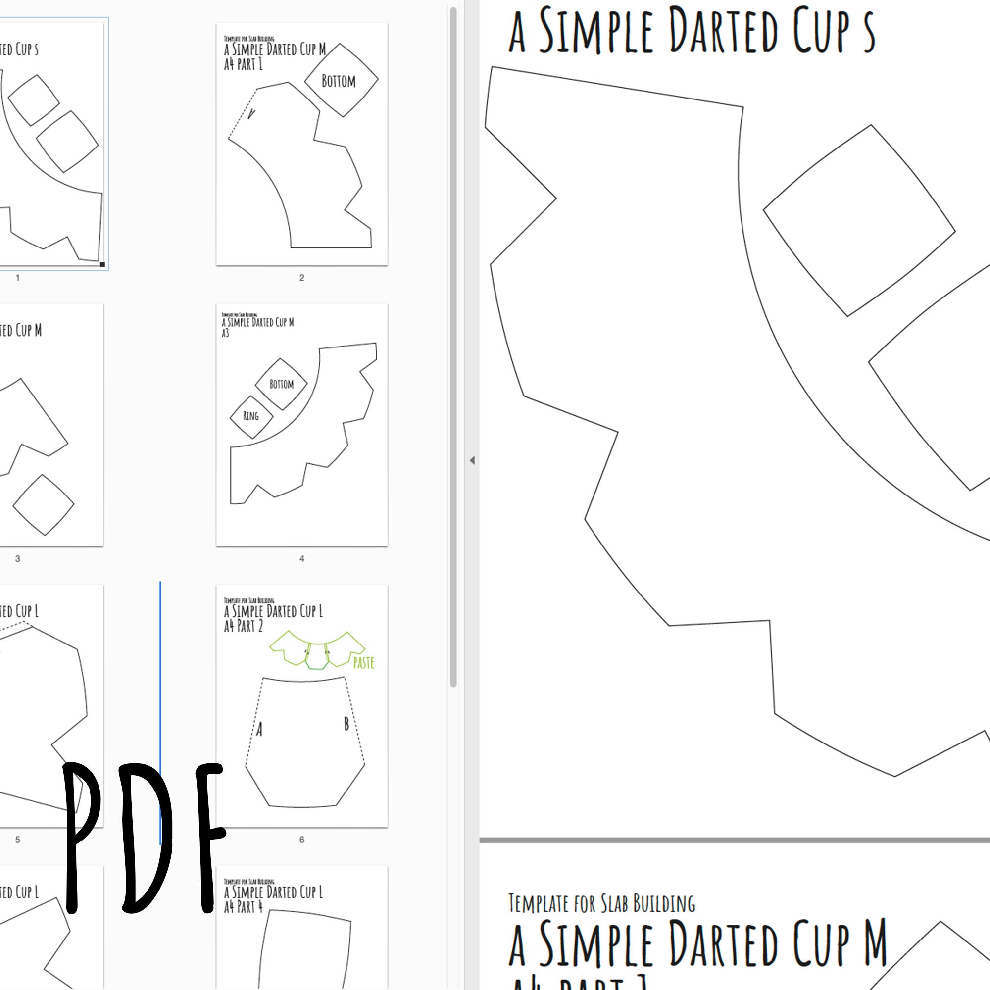 Pottery Template for Slab Building a Simple Darted Cup SVG Pdf DXF - Etsy