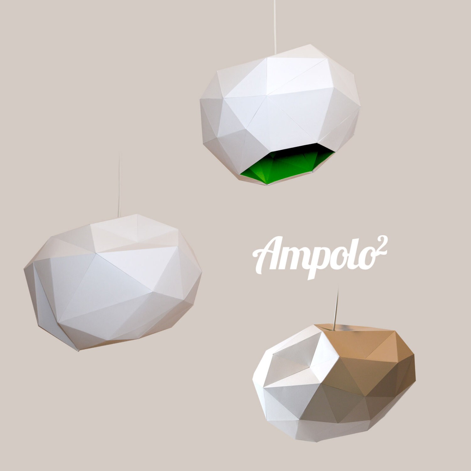Ampolo DIY Asymmetric Geometric Lampshade for Ceiling or - Etsy