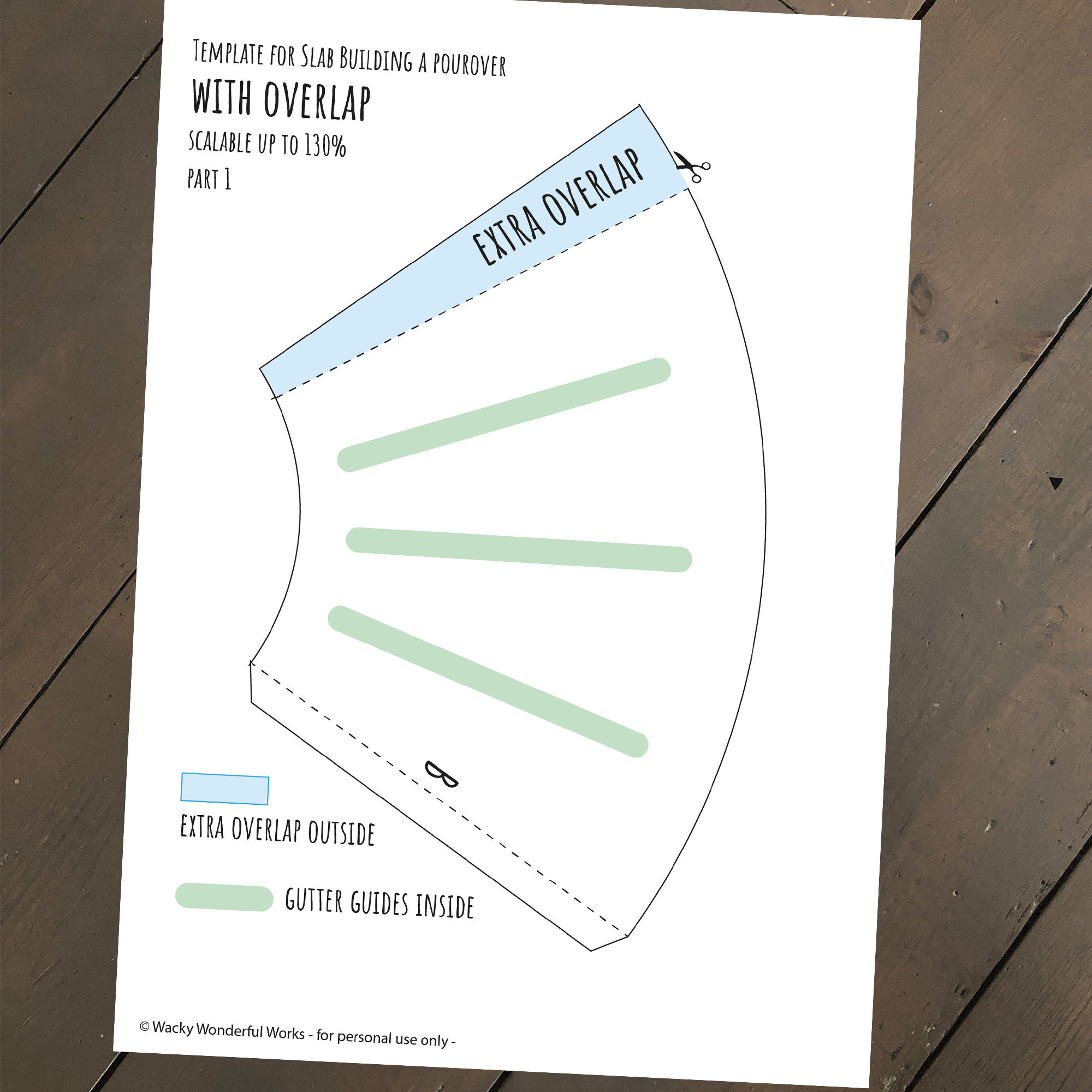 Coffee Dripper Cone Pottery Template Pattern for Slab Building a Coffee ...