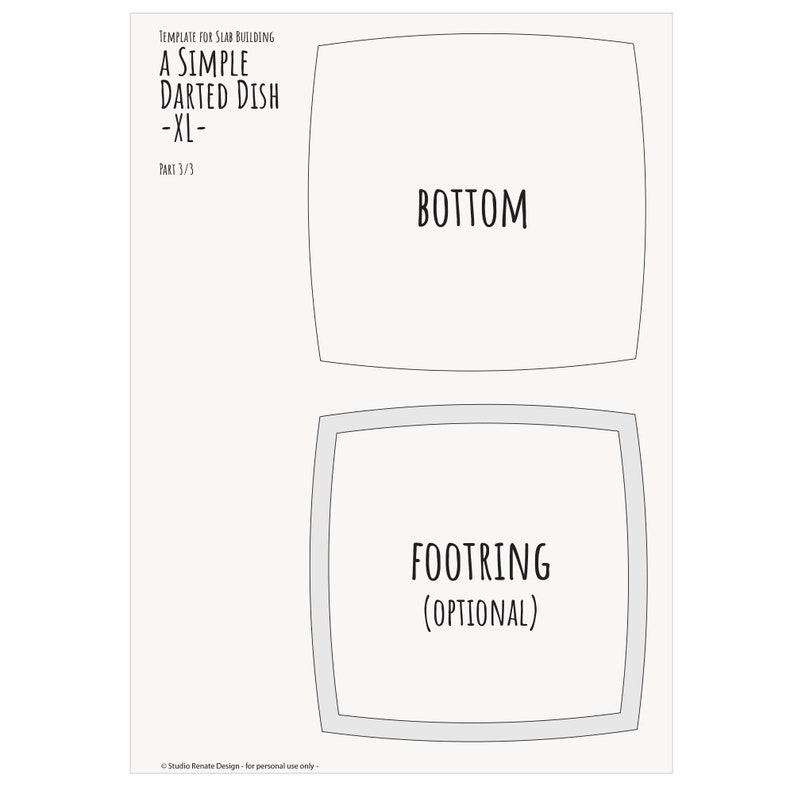 2d Print Template for Slab Building a Simple Darted Serving - Etsy