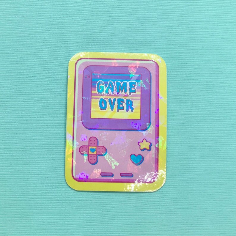 Holographic Handheld Game Boy Waterproof Die Cut Sticker | Etsy