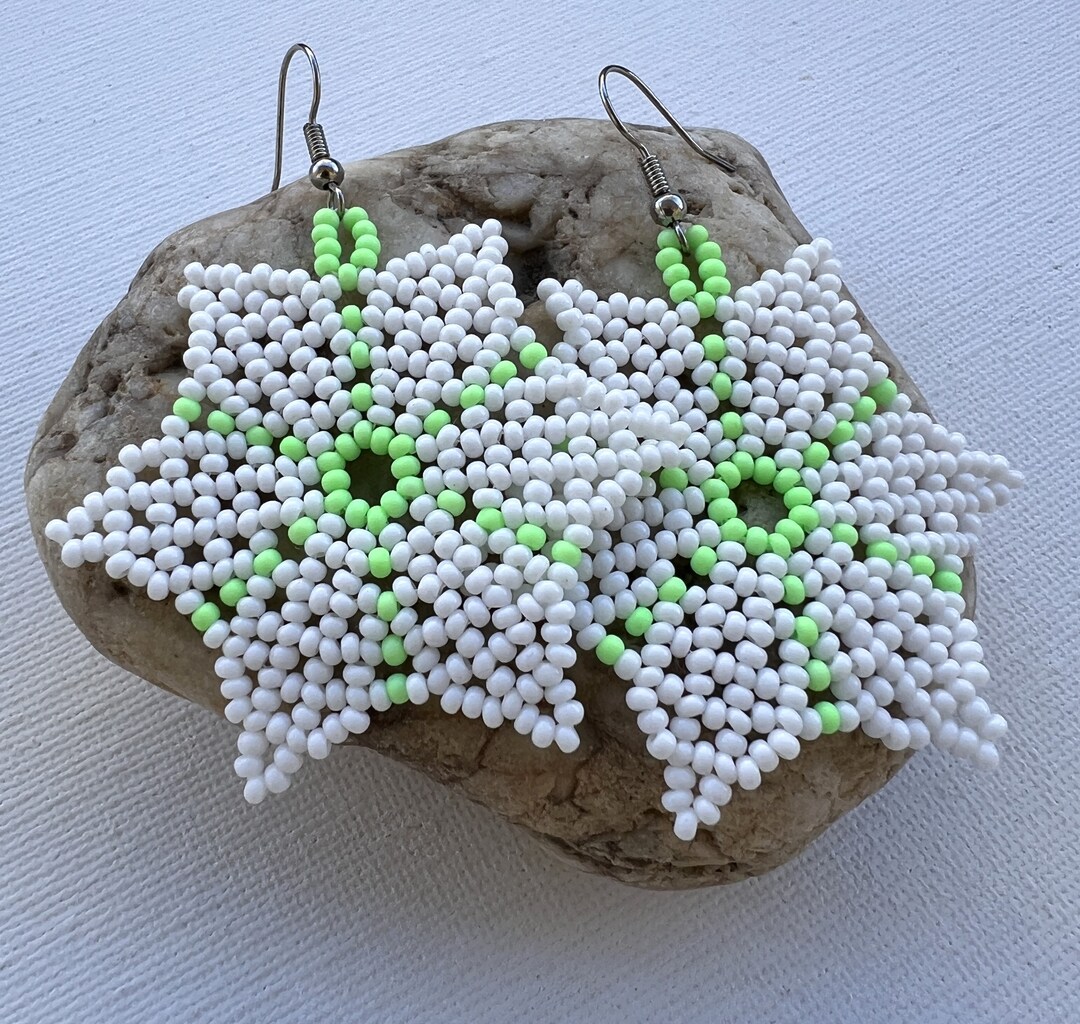 Ohrringe, Huichol Pearl Ohrringe Hangend; Ohrringe Für Frauen White ... Ohrringe, Huichol Pearl Ohrringe Hangend; Ohrringe Für Frauen White ...