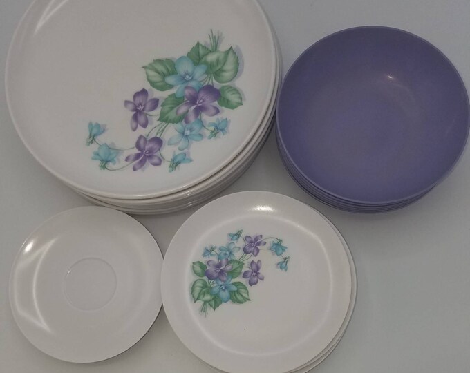 Royalon Melmac 27-piece Dinnerware Set Lavender and White Violet ...