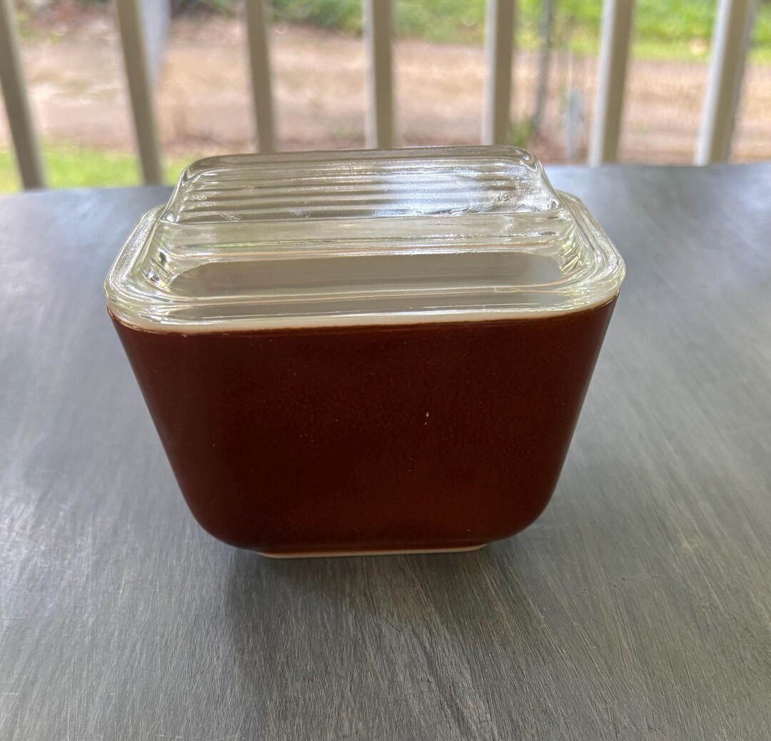 Vintage Little Brown Pyrex Old Orchard Fridgie 501 With Lid - Etsy