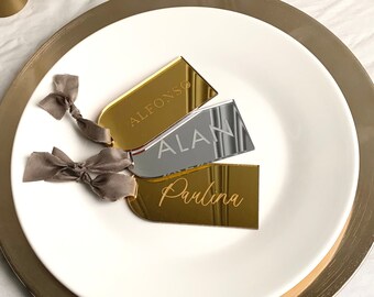Custom Name Tag Silver Gold Mirror Gift Tag Silver - Etsy