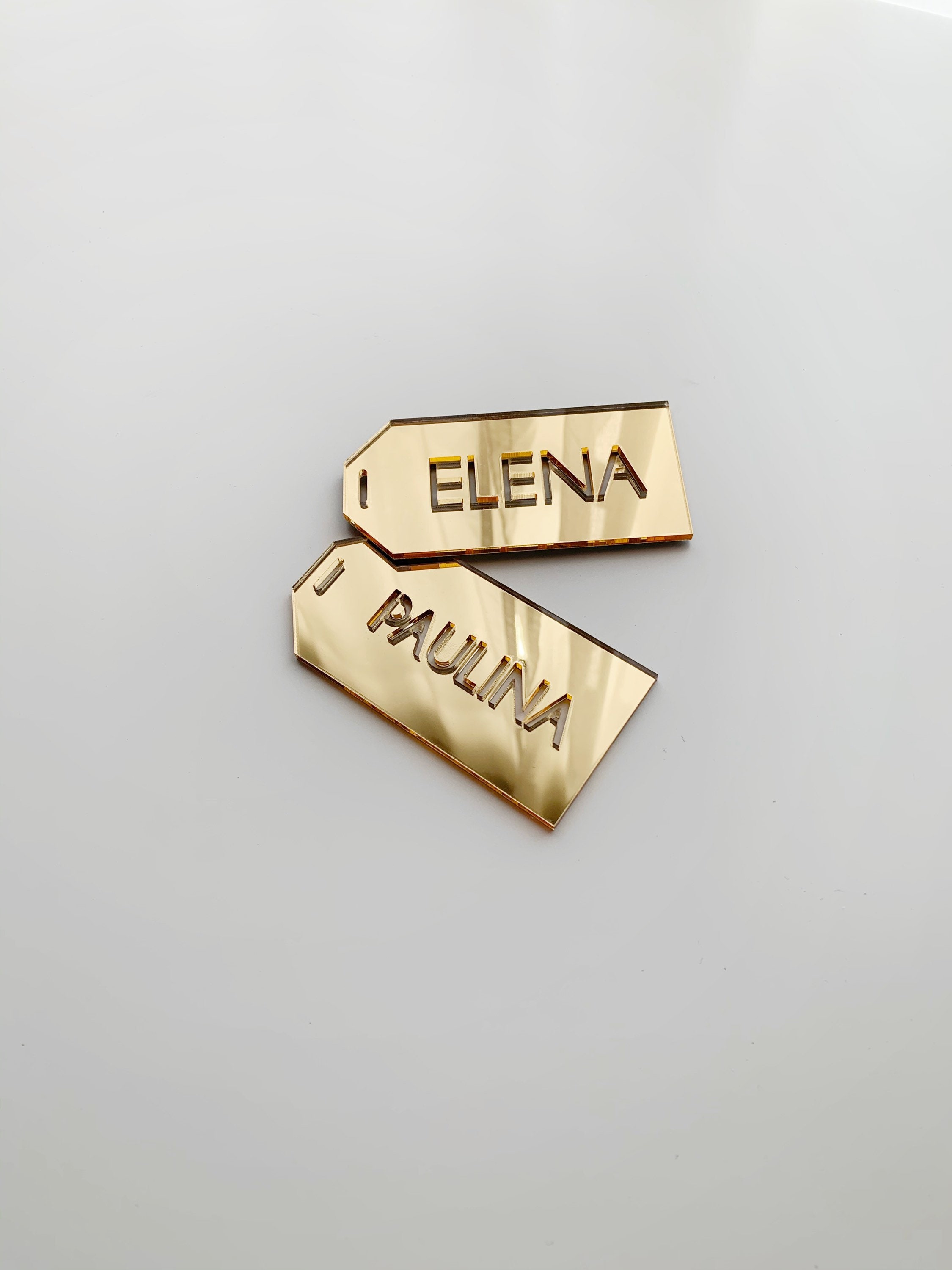 Custom Name Tag Silver Gold Mirror Gift Tag Silver - Etsy