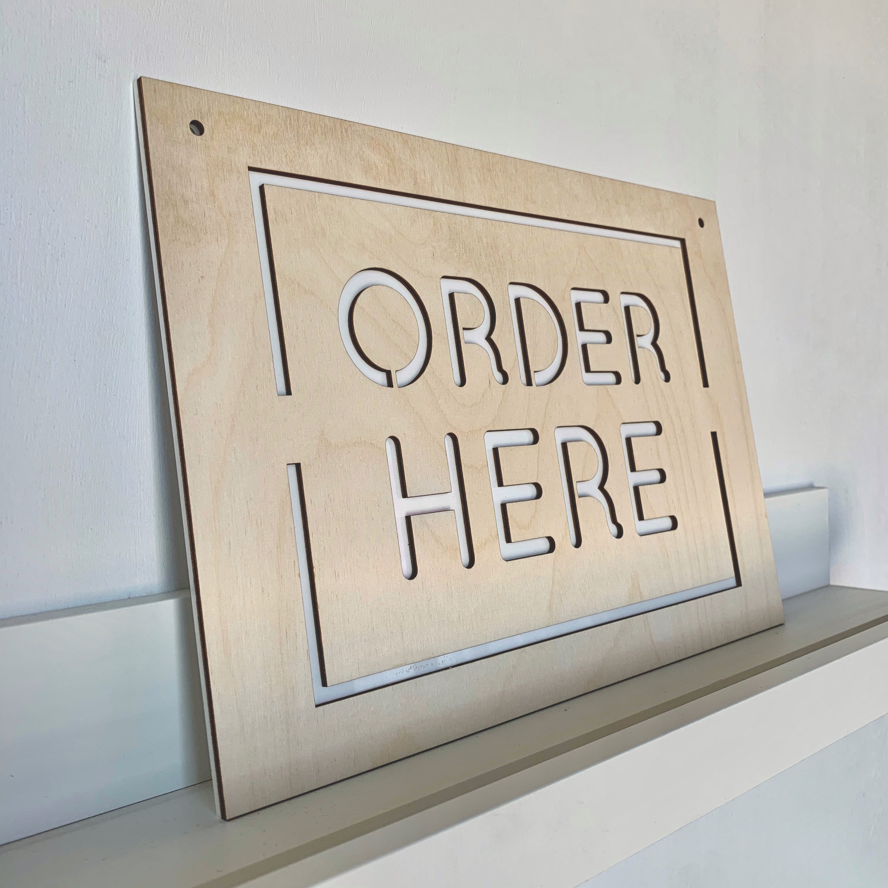 Order Here Rectangular Sign Wood and Acrylic Business Sign | Etsy