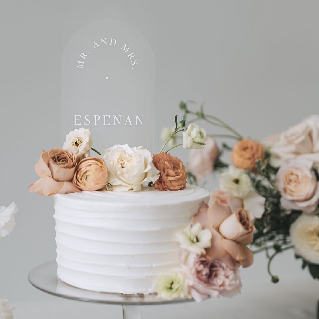 Aria Cake Topper, Customized Arch Wedding Cake Topper, Bridal Cake ...