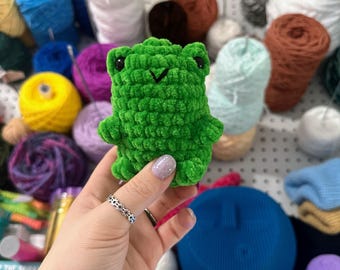 Crochet Green Fribbit-frog - Handmade Amigurumi Plush, Cute Stuffed Toy ...