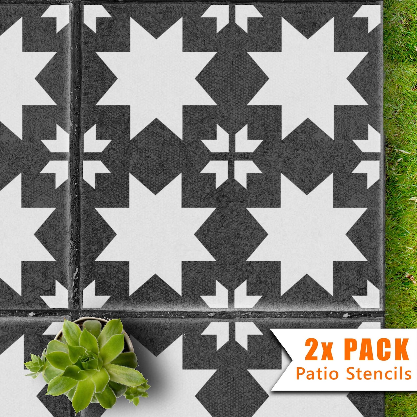 Patio Slab Stencil - 60x60 and 45x45 Cm Square Concrete Garden Paver ...