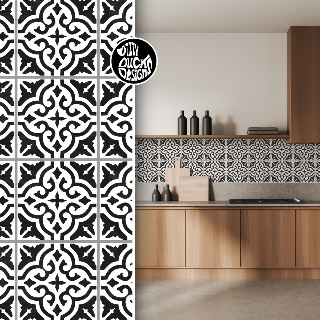 Faux Tile Stencils - Paint Tile Effect on Floors Walls Furniture ...