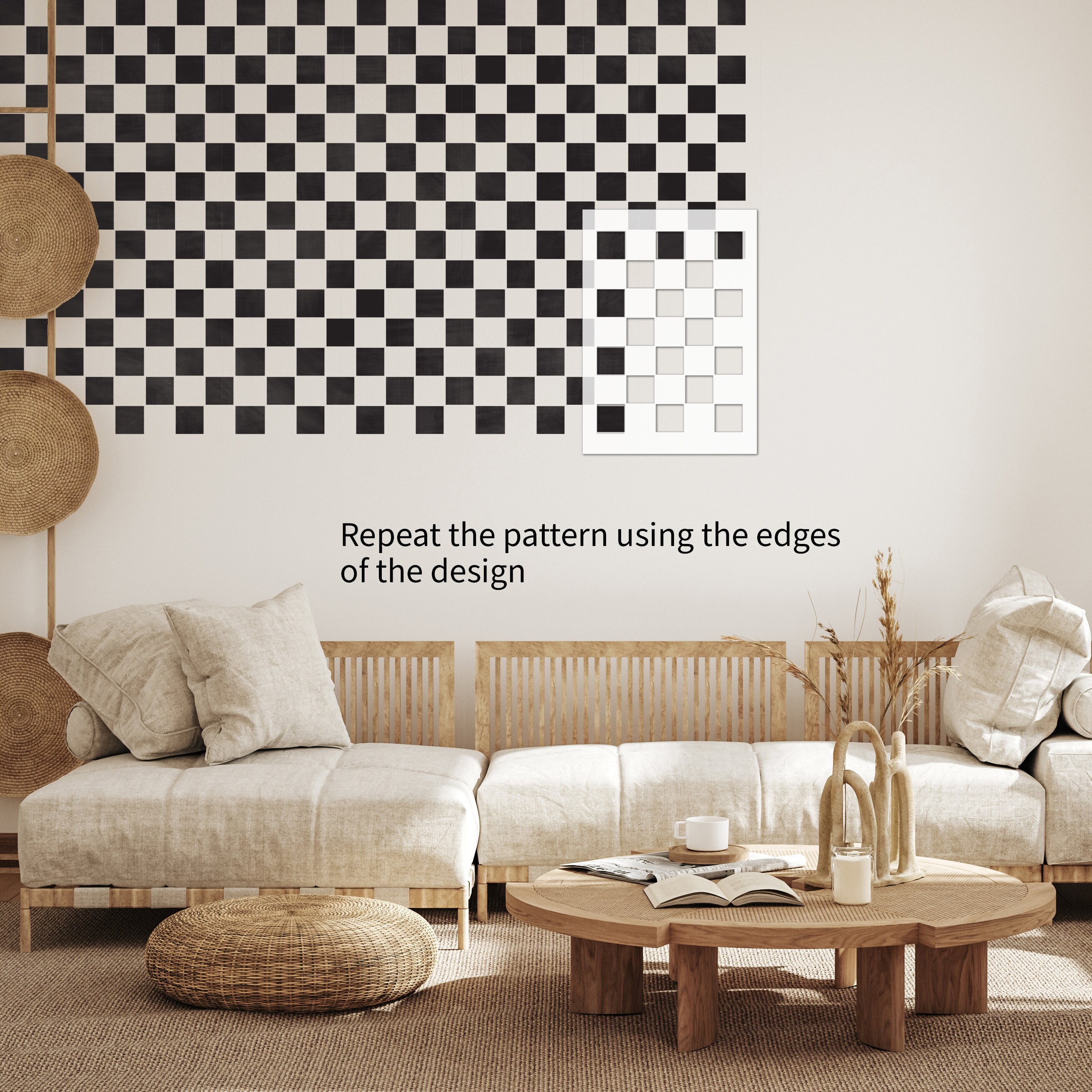 Checkerboard Wall Stencil for Painting Walls Floors - Chess Board ...