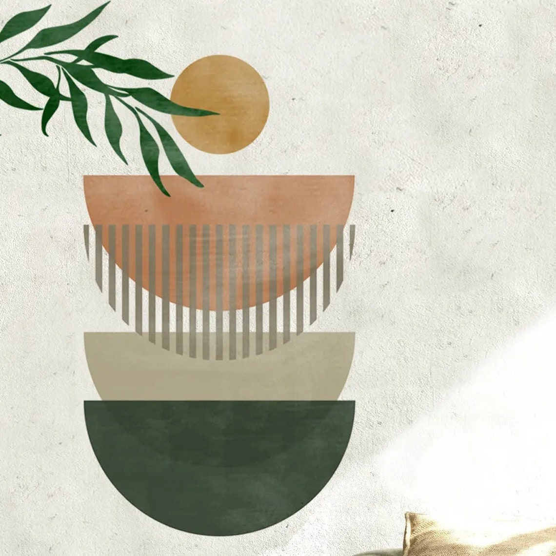 Boho Wall Stencil Kit for Painting Mid Century Stencil Kit - Etsy