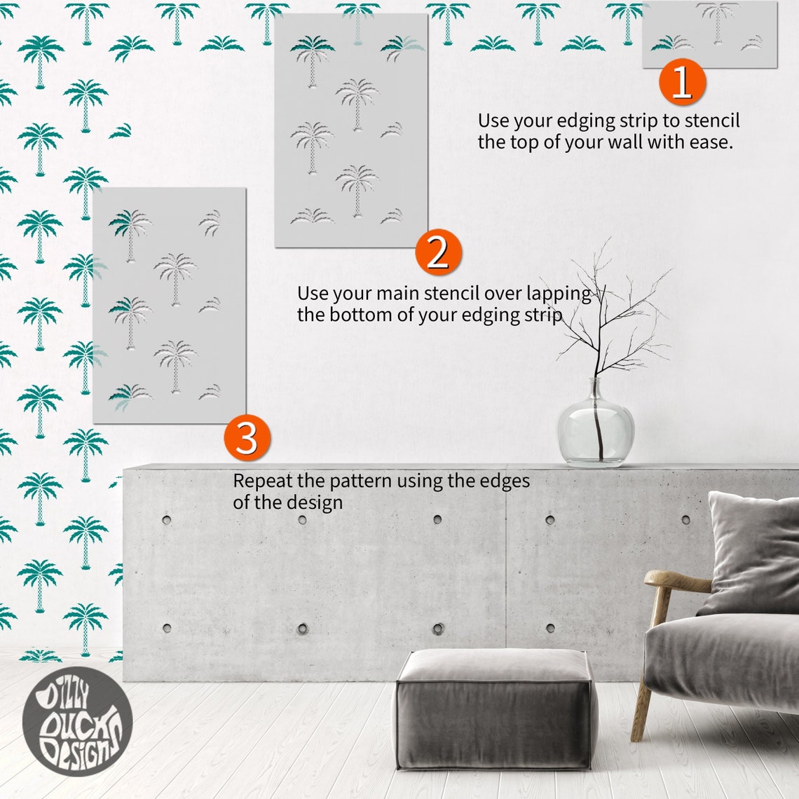 WALL STENCIL Palm Tree Allover Stencil for Walls Reusable - Etsy