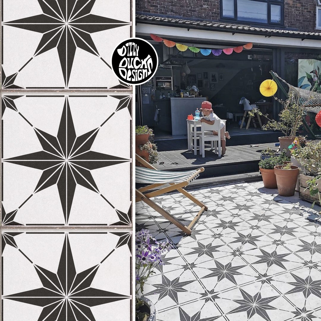 Save on Slab Replacement With the Zarzis Stencil - DIY Concrete Patio ...