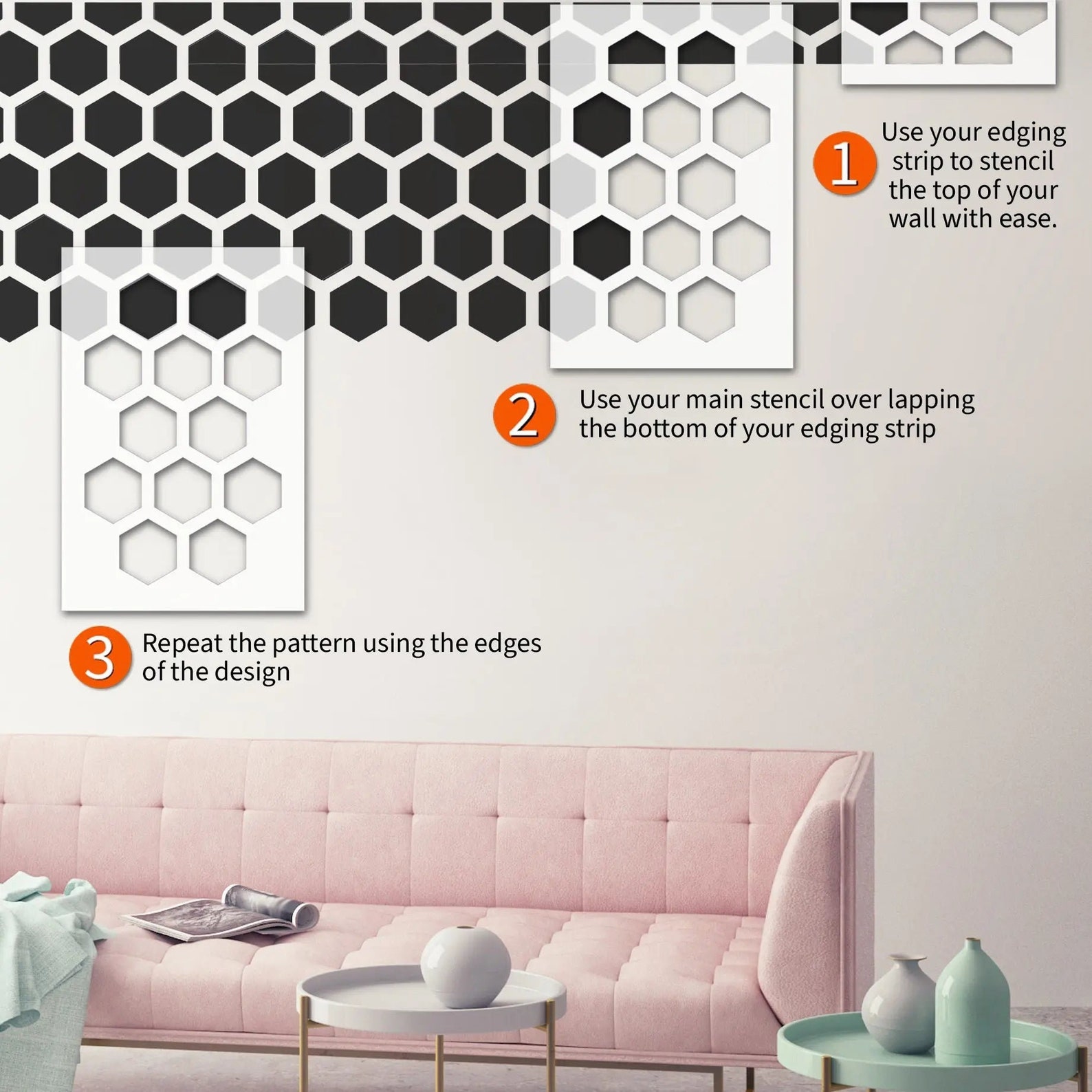 WALL STENCIL Hexagon Wall Stencil for Painting Stencil for - Etsy