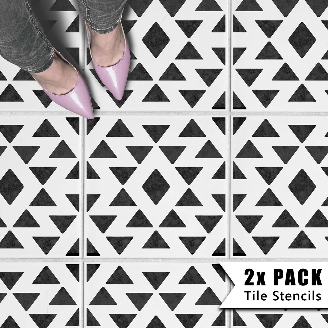 Tile Stencils for Painting Bathroom Kitchen Wall Floor Tiles and Garden ...