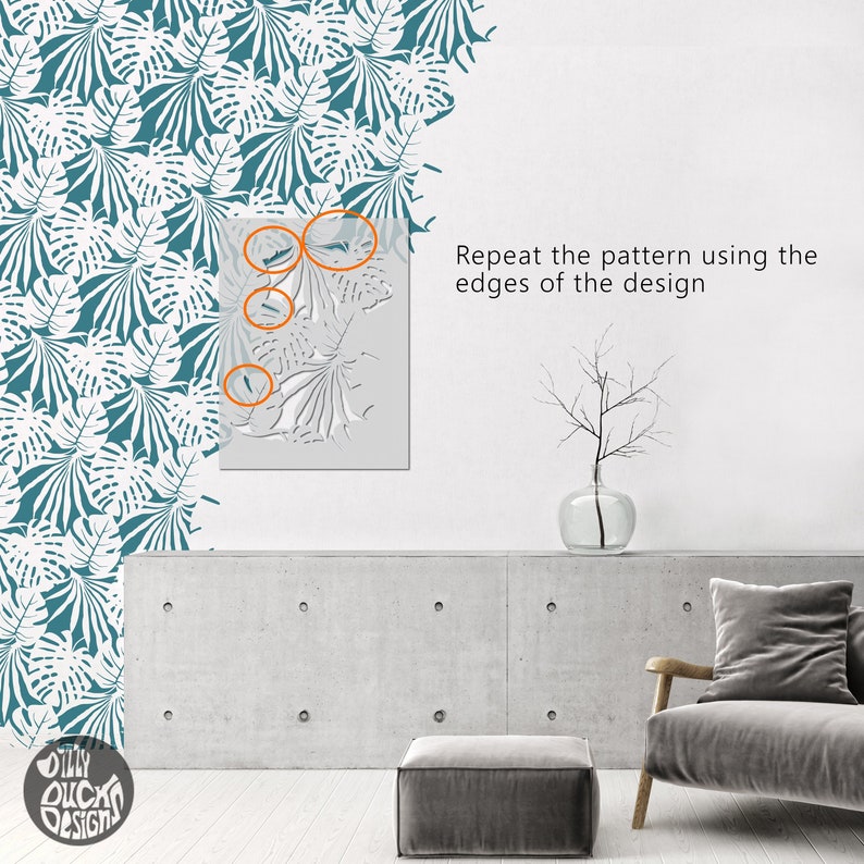 WALL STENCIL Tropical Leaf Wall Stencil Tropical Plant Stencil for ...