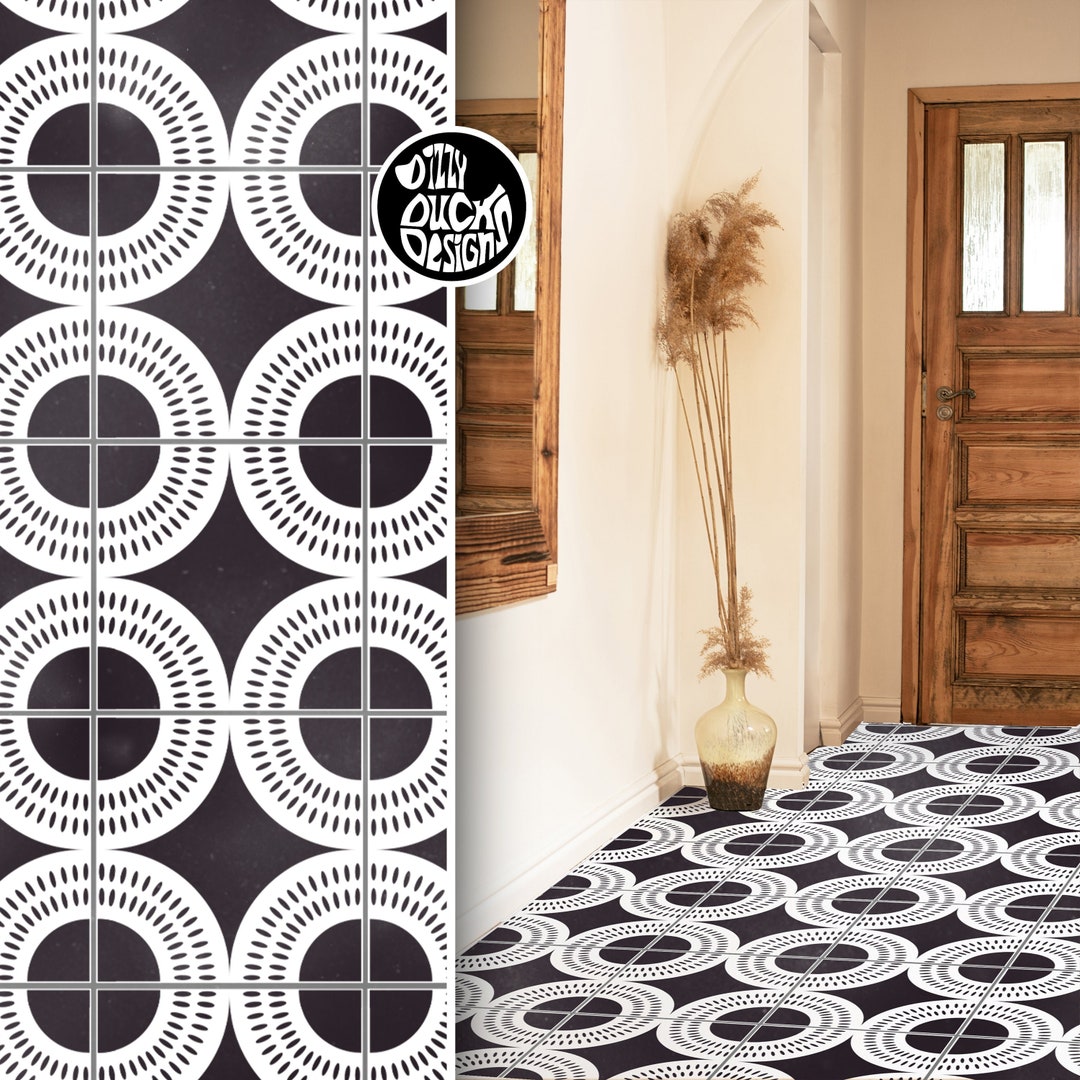 Faux Tile Stencils - Paint Tile Effect on Floors Walls Furniture ...