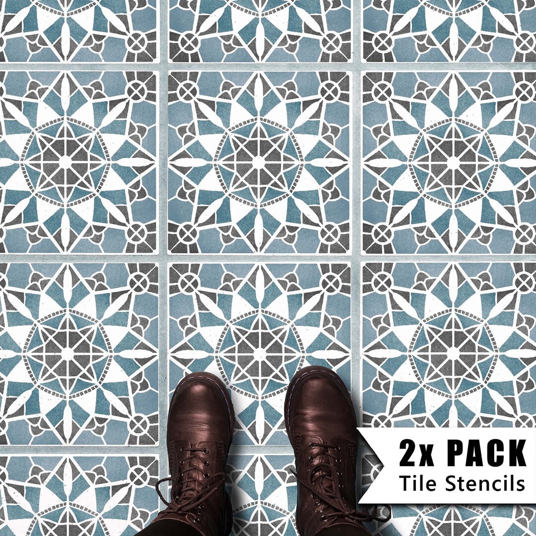 Tile Stencils for Painting Bathroom Kitchen Wall Floor Tiles and Garden ...