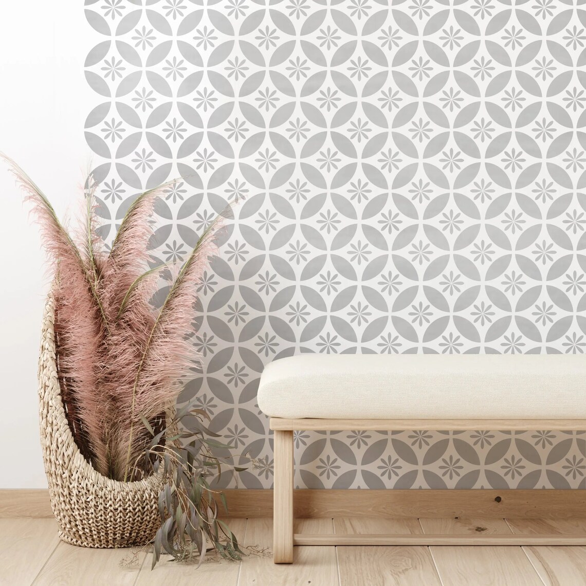 WALL STENCIL Geometric Wall Stencil for Painting Tsunagi - Etsy