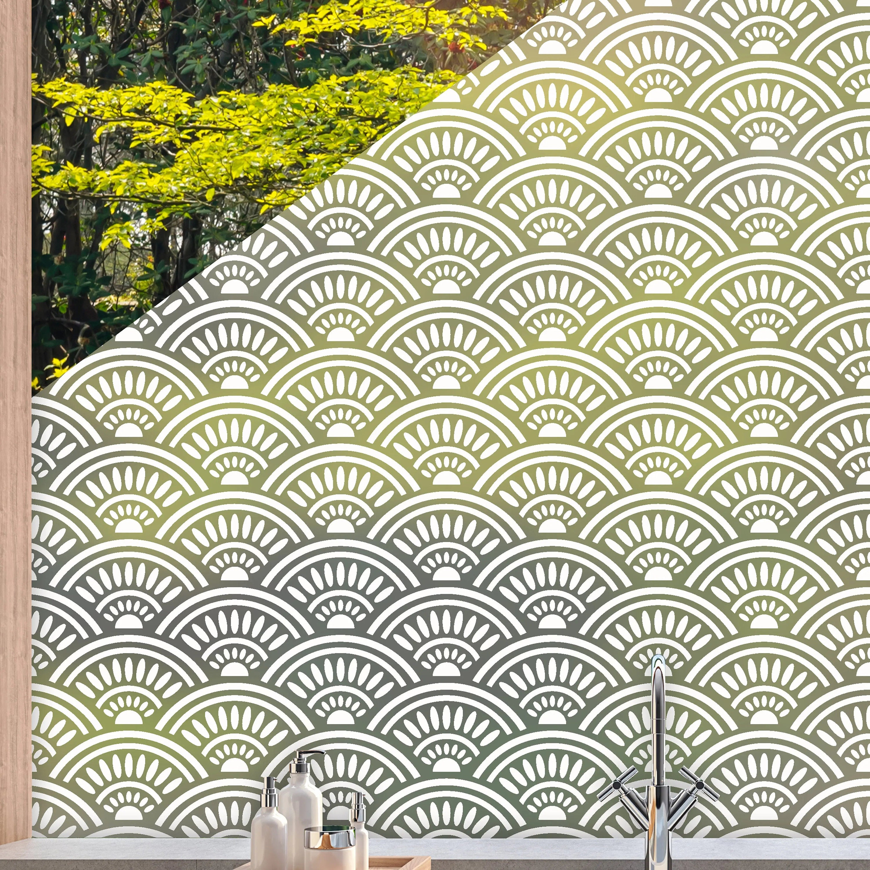 Decorative Art Deco Window Sticker Patterned Window Film White Dizzy ...