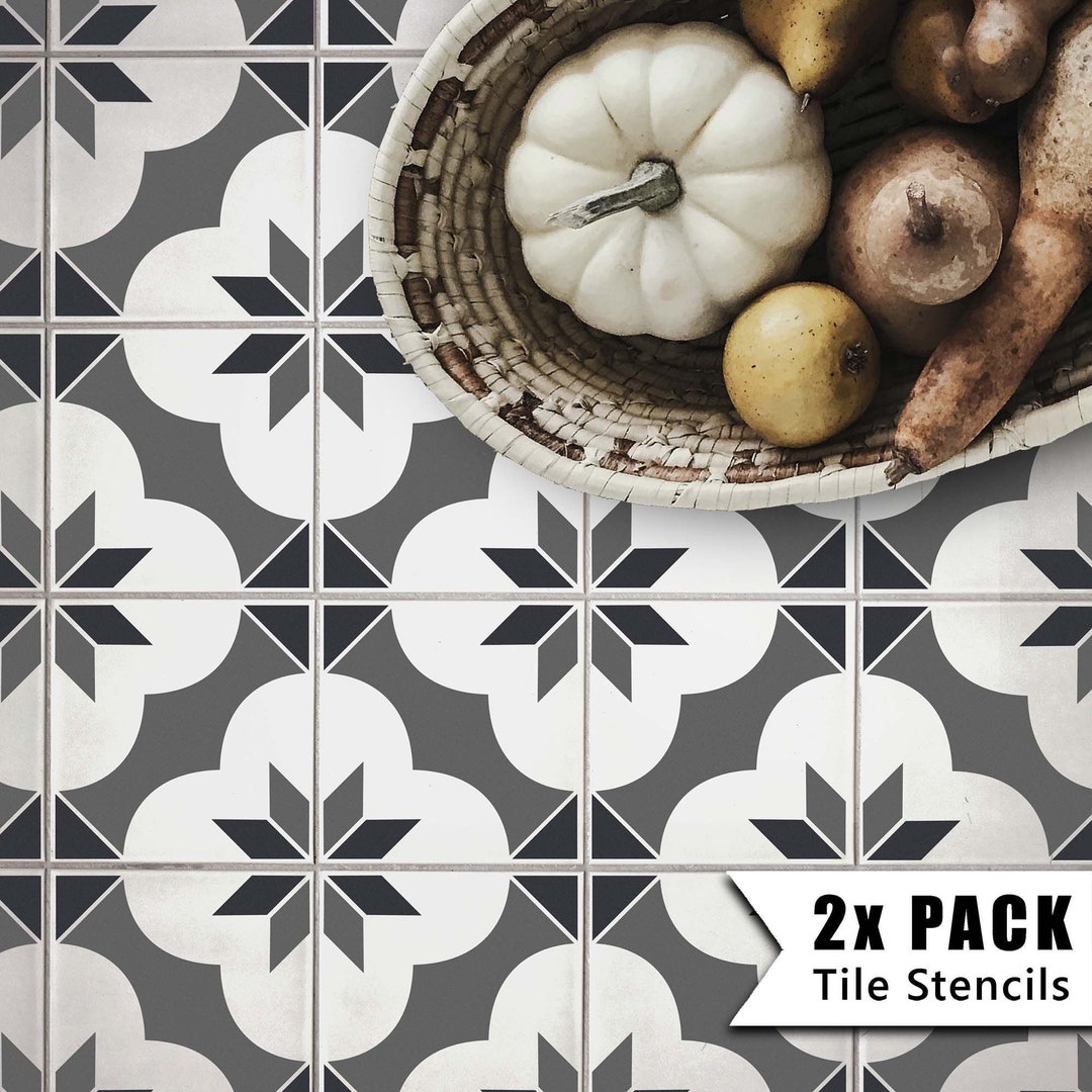 Tile Stencils for Painting Bathroom Kitchen Wall Floor Tiles and Garden ...