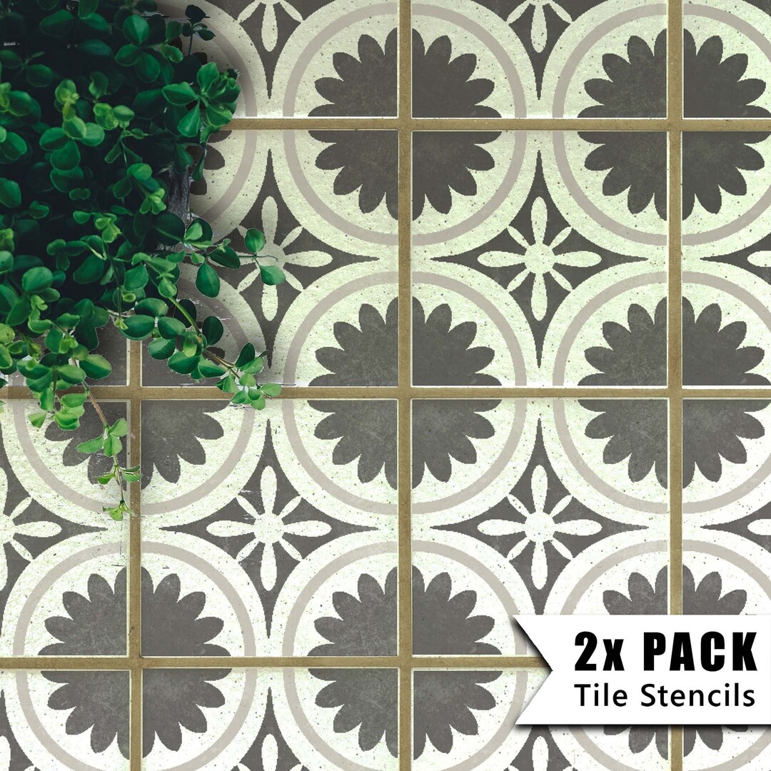 Tile Stencils for Painting Bathroom Kitchen Wall Floor Tiles and Garden ...